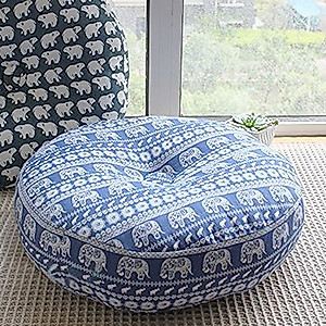 A.B Crew Japanese Style Zafu Meditation Yoga Bolster Tatami Floor Round Cushion(Elephant,19.7")