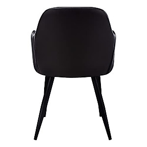 Monarch Specialties 1193, Set of 2, Side, Upholstered, Kitchen, Room, Pu Leather Look, Metal, Contemporary, Modern Dining Chair, 17.5" L x 23.5" W x 33" H, Black| Black Legs