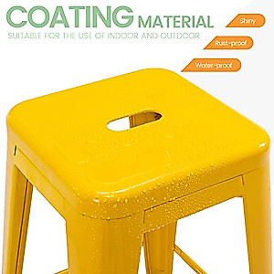Vogue Furniture Direct 24" High Barstools Backless Yellow Metal Barstool Indoor-Oudoor Counter Height Stool with Square Seat, Set of 4 - VF1571019-4