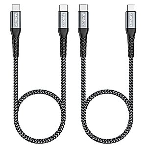 SUNGUY USB C to USB C 1.5FT [2Pack], 60W USB C Cable PD Fast Charge USB 2.0 Type C Charger Cord Compatible for Samsung Galaxy S21/S21+/S20+ Ultra, MacBook Air/Pro, iPad Pro 2020/2018, iPad Air 2020