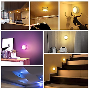 Alivation Led Under Cabinet Lighting Battery Operated Lights, 6 Puck Lights with Remote Control, Closet Lights Kitchen Cabinet Lighting Stick on Lights, 13 Color Changing Lights, Touch Push Tap Lights
