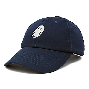 DALIX Ghost Embroidery Dad Hat Baseball Cap Cute Halloween in Navy Blue