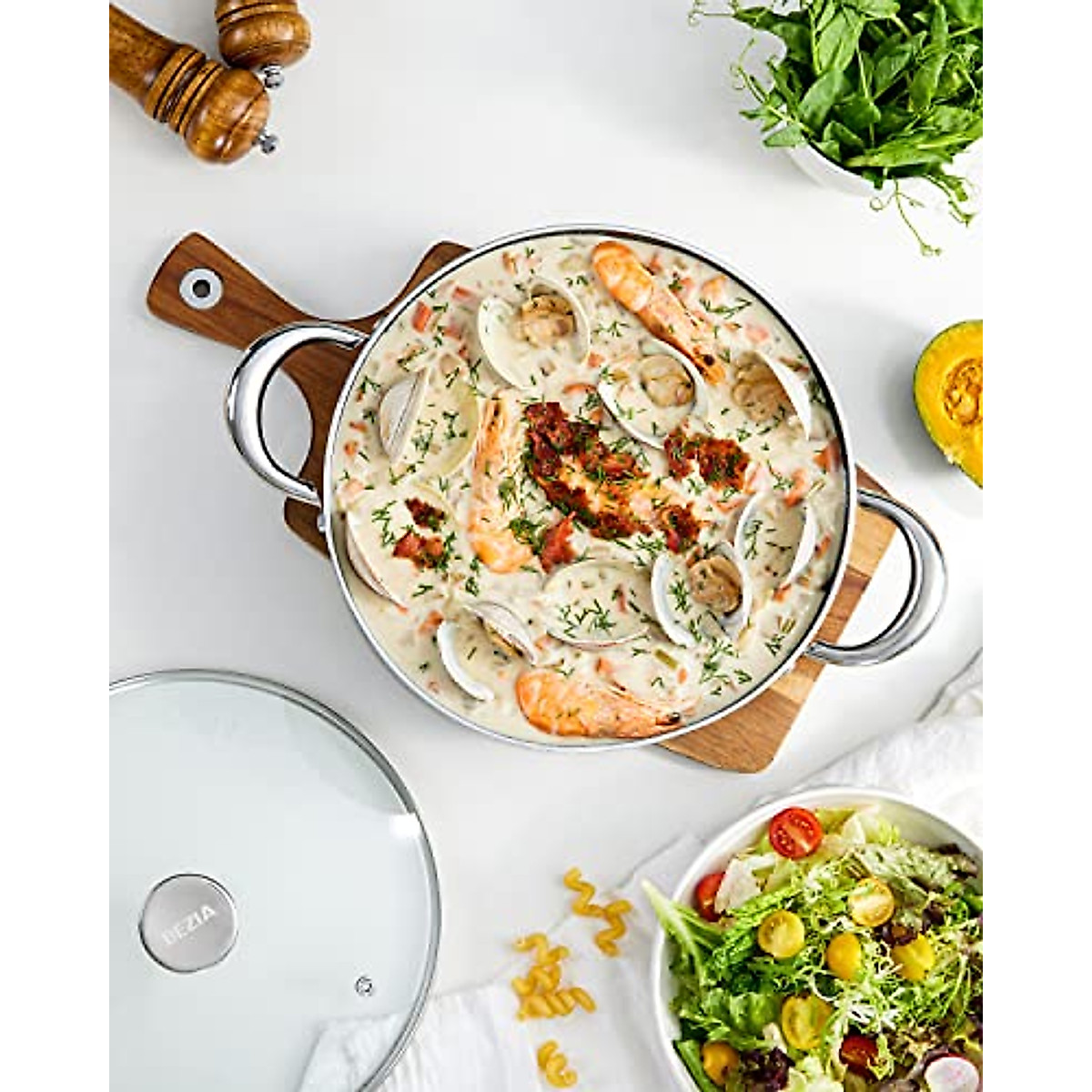 BEZIA Cooking Pot with Lid, 6 Quart Nonstick Stock Pot/Stockpot with Lid, Non Stick 6 QT Large Capacity Induction Pot for Soup, Broth, Chili, Stew - All Stove Compatible