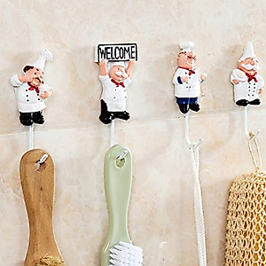 Cabilock Towel Hook 4 pcs Decor Mounted Steel Keys Heavy Rack Kitchen Bathroom Duty Resin Hanging Hook Chef Wall Accessories Door Coat Towels Hooks Adhesive Hanger for Stainless Cartoon Towel Hooks