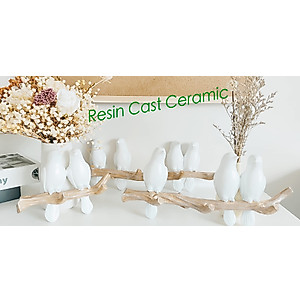 HaakLux Bird Hat Hook,Wall Hanger Decor Hooks,Mounted Resin Cast Ceramic,Tree Branch with Unique Hanging White Dove for Coat Towel Key Clothes in Bathroom Kitchen Bedroom Living Room(2 Birds)