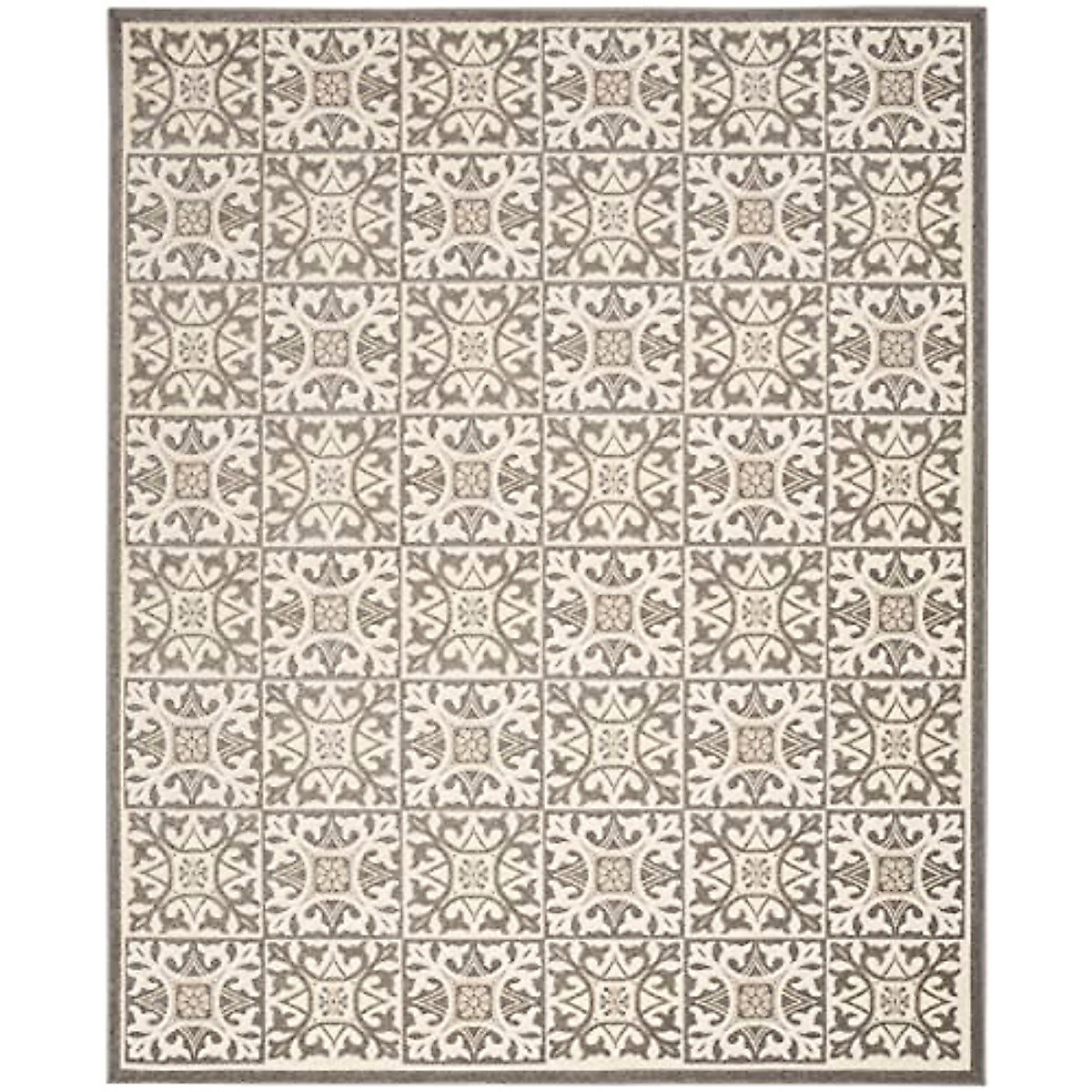 Nourison Aloha Indoor/Outdoor Ivory/Grey 7' x 10' Area -Rug, Easy -Cleaning, Non Shedding, Bed Room, Living Room, Dining Room, Deck, Backyard, Patio, High Traffic (7x10)