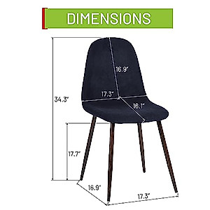 FurnitureR Set of 4, Fabric Side Mid Century Modern Room Comfy Upolstered Cushion Seat with Metal Legs for Home Kitchen Dining Chair, Blue