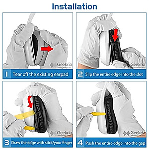 Geekria QuickFit Protein Leather Replacement Ear Pads for Edifier W800BT (FCC ID:Z9G-EDF41), K815, W808BT Headphones Earpads, Headset Ear Cushion Repair Parts (Red)