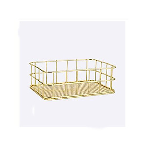 AESGXTU Gold Metal Storage Basket Desktop Iron Grid Simple Snack Storage Tray for Home Decor＆Orderly Storage (Small)