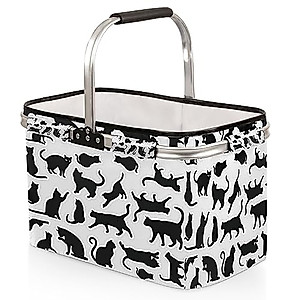 Tavisto Black Cats Versatile and Durable Reusable Grocery Tote Bag - Spacious and Foldable with Fun Print Designs - Perfect for Shopping, Picnics, and Storage