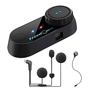 FreedConn TCOM-VB Motorcycle Helmet Bluetooth Intercom Headset Communication Systems Kit, for 2 or 3 Riders, FM Radio/Mobile phone/MP3/GPS Connective/Range 800m / Handsfree (1 Set)