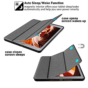Mastten Case Compatible with iPad 9th/8th/7th Generation Case, iPad 10.2 Inch Case with Pencil Holder, TPU Smart Stand Back Case Cover for iPad Case 2021/2020/2019, Auto Wake/Sleep, Gray