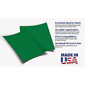 65lb Cover Cardstock Paper - 8.5 x 11 inch - 25 Sheets (Holiday Green)