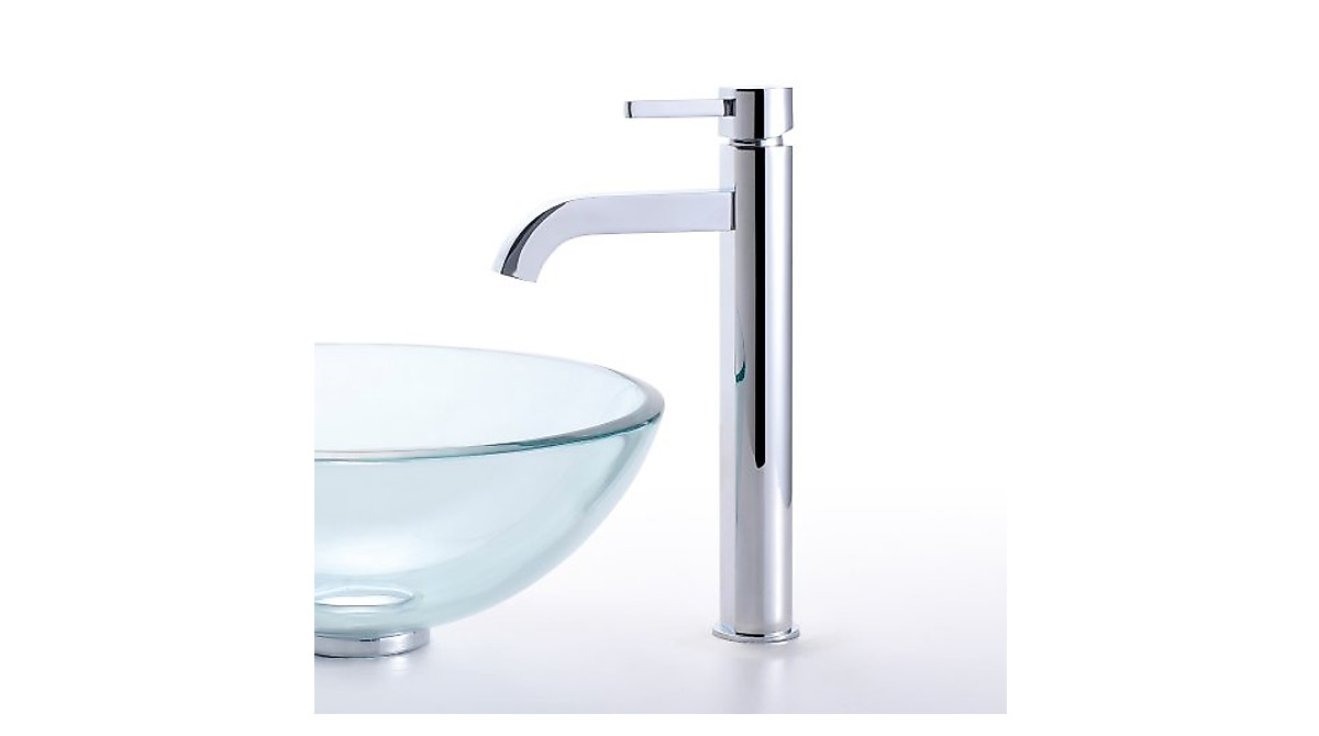 Kraus Ramus Modern Chrome Vessel Faucet & Pop-Up Drain