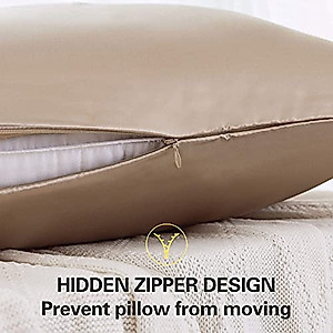 ZIMASILK 100% Mulberry Silk Pillowcase for Hair and Skin,with Hidden Zipper,Both Side 19 Momme Silk, 1pc (Body 20"x54", Taupe)