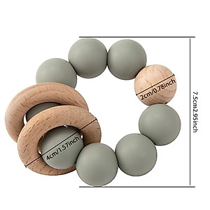 Silicone Baby Teether, Food Grade Silicone & Beech Baby Teething Toy, BPA Free (Ether)