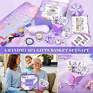 HSOEIXL Gifts for Grandma, Mother‘s Day Basket Gifts for Best Grandma, 16 pcs Birthday Gifts Basket from Granddaughter Grandchildren Grandkids New Nana Gifts Grandmother Gigi Care Package