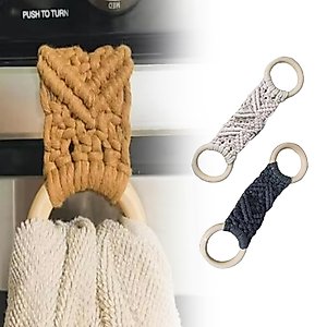 Macrame Towel Holder Ring, Macrame Kitchen Towel Holder, Crochet Towel Holder Rings, Hanging Dish Towel Holder, Macrame Knit Towel Holder for Kitchen Towels, Decorative Kitchen Accessory (Mix-2*2pcs)