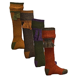 Walker and Hawkes - Men's Merino Wool Kyle Shooting Socks w/Garter Ties - SCOTSPINE/HEATHER - Large