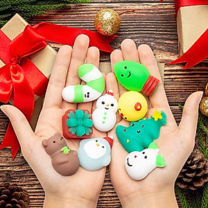 MALLMALL6 20Pcs Christmas Mochi Squeeze Toys for Xmas Party, Kawaii Animal Stress Relief Toys for Christmas Decoration Treat Bags Gifts, Birthday Gifts, Classroom Prize, Goodie Bag