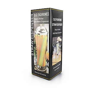 New Star Foodservice 26641 Stainless Steel Straw Dispenser, 3.5-Inch by 10.6-Inch, Clear