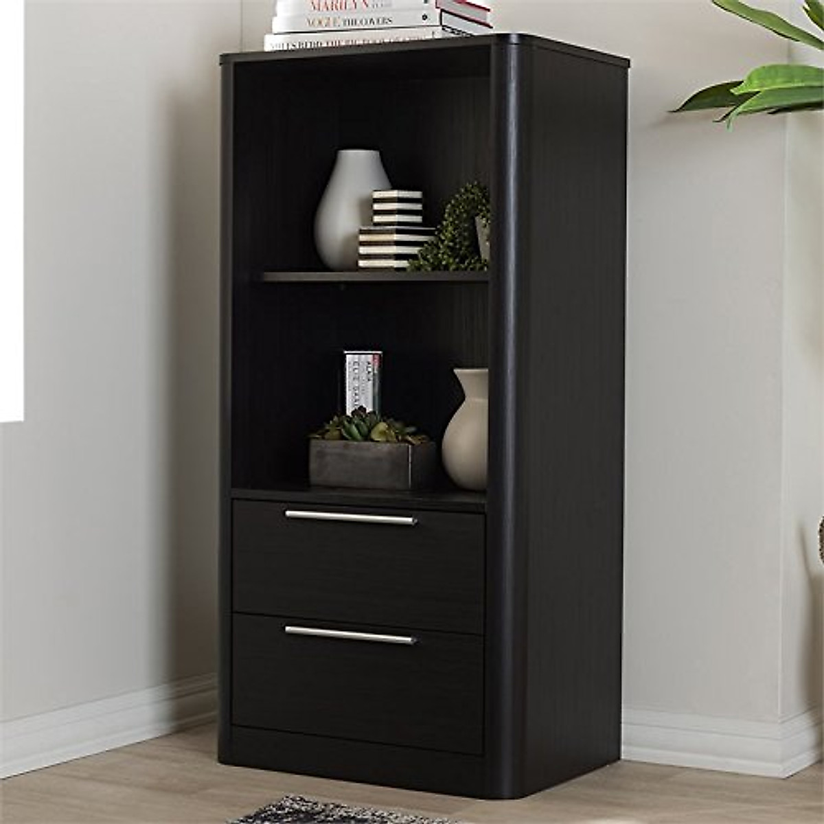 Baxton Studio Carlingford 2 Shelf Bookcase in Dark Brown