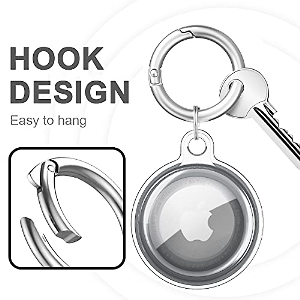 AICase Full Body 360 Protection Clear Case Compatible with 2021 Apple AirTag, Protective Case with Keychain for Pets Dogs Cats Keys