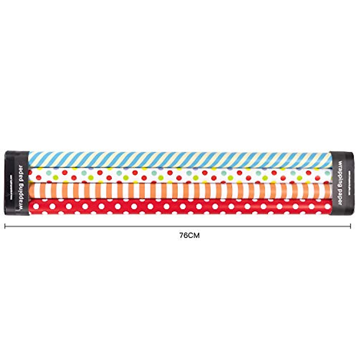 WRAPAHOLIC Wrapping Paper Roll - Stripes and Polka Dots Print with Cut Lines for Birthday, Holiday, Baby Shower - 4 Rolls - 30 inch X 120 inch Per Roll