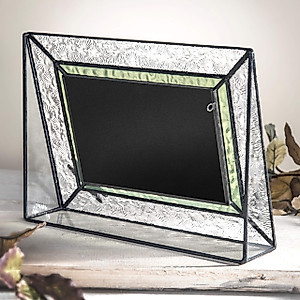 J Devlin Pic 107-46H Dragonfly Picture Frame Tabletop 4x6 Horizontal Photo Frame Sage Green Stained Glass