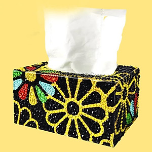 5D Diamond Painting Box Storage Containers,Diamond Painting Tissue Box Cover, Paper Facial Tissue for Bathroom Countertop Night Stand Kitchen Dining Table Bedroom Office Car (C,14.5x7.7x10.5cm)