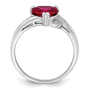 IceCarats 925 Sterling Silver Cubic Zirconia CZ Synthetic Red Ruby Heart Love Ring July Birthstone Jewelry Size 8