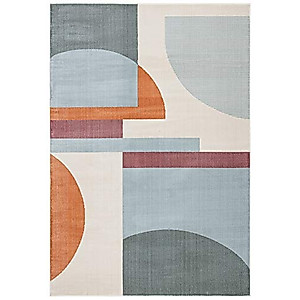 SAFAVIEH Orwell Collection 9' x 12' Ivory/Blue ORW370A Mid-Century Modern Abstract Non-Shedding Living Room Bedroom Area Rug