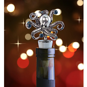 Cheers Sea Turtle, Starfish, Palm Tree, Octopus Metal Wine Stopper Set of 4 – Fun Vacuum Seal Reusable Wine Bottle Stoppers – Airtight Leak Proof Bottle Topper Cork Plug – Home Bar Accessory