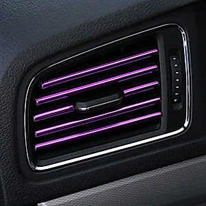 LivTee 20 Pieces Car Air Conditioner Decoration Strip for Vent Outlet, Universal Waterproof Bendable Air Vent Outlet Trim Decoration, Car Interior Accessories (Purple)