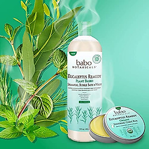 Babo Botanicals Eucalyptus Remedy Plant-Based 3-in-1 Shampoo, Bubble Bath & Wash - with Vapors of Eucalyptus, Rosemary & Peppermint - For Babies, Kids or Sensitive Skin - EWG Verified - 15 fl. oz.