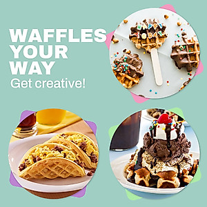 Elite Gourmet EWM015M# Electric Nonstick 4.5-inch Mini Waffle Maker, Belgian Waffles, Compact Design, Hash Browns, Keto, Snacks, Sandwich, Eggs, Easy to Clean, Mint