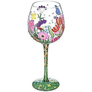 Designs by Lolita “Spring Bling” Hand-painted Artisan Super Bling Wine Glass, 22 oz.