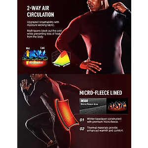 ATHLIO Men's Thermal Long Sleeve Compression Shirts, Turtle/Mock Winter Sports Base Layer, Active Running Shirt, Active Shirts 3pack Black/Black/Black, Medium