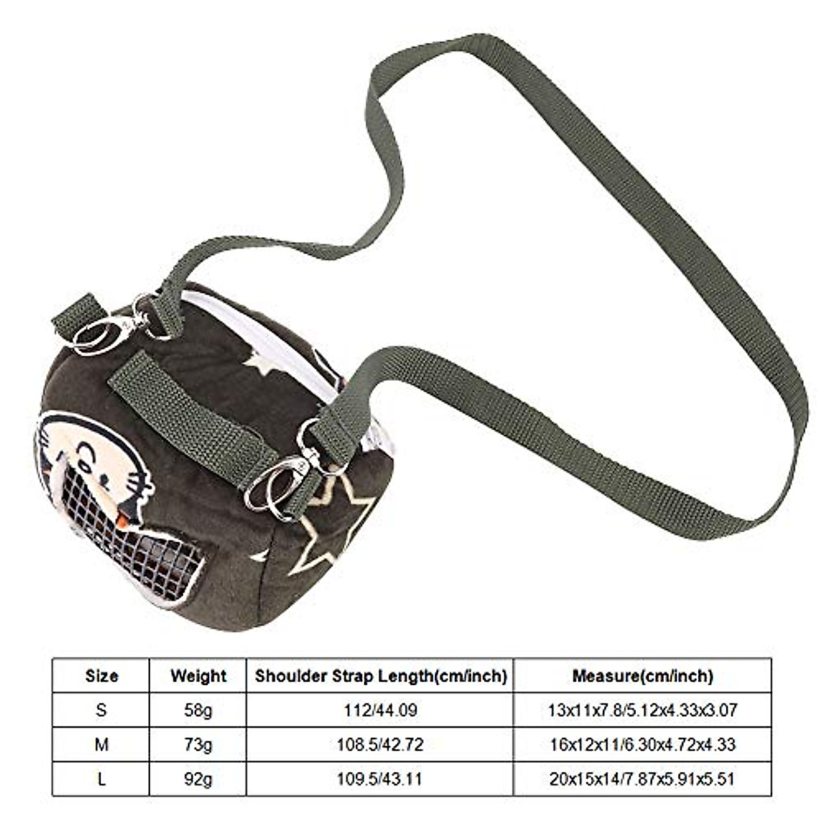 Pet Hamster Carrier, Blackish Green Flannelette Hamster Squirrel Travel Bags Portable Breathable Small Animal Carrier Outgoing Sleeping Bag for Squirrel Hedgehog Guinea Pig(S)