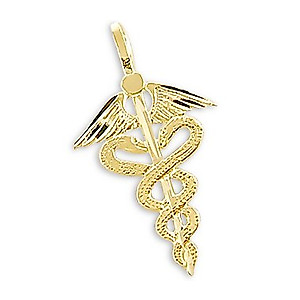 Sonia Jewels 14k Yellow Gold RN Medical Caduceus Charm Pendant NEW