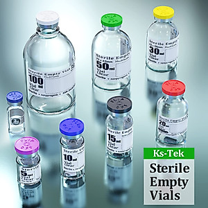 Ks-Tek Sterile Empty Vials with Self Healing Injection Port,with Flip Off Aluminum Cap,Sterile Package (3ml,10)