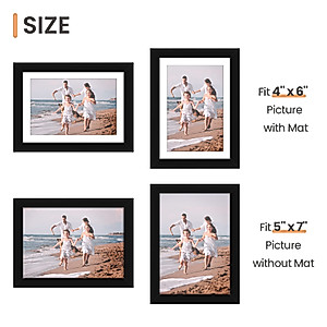 upsimples 5x7 Picture Frame Set of 10, Display Pictures 4x6 with Mat or 5x7 Without Mat, Multi Photo Frames Collage for Wall or Tabletop Display, Black