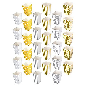 Alipis 30pcs Popcorn Boxes Stripe Supplies Gold Cartons Vintage Snack Threaded Grade Night Movie Theater Design Home Bags Containers Products Candy Food Cup Stadium Mixed for