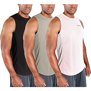DEVOPS 3 Pack Men's Muscle Shirts Sleeveless Dry Fit Gym Workout Tank Top (X-Large, Black/Gray/White)