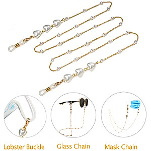 HALUNHL 6PCS Eyeglasses Chains For Women,Womens Beads Eyeglass Necklace，Eyeglass Chains，Pearl Eyeglass Chains