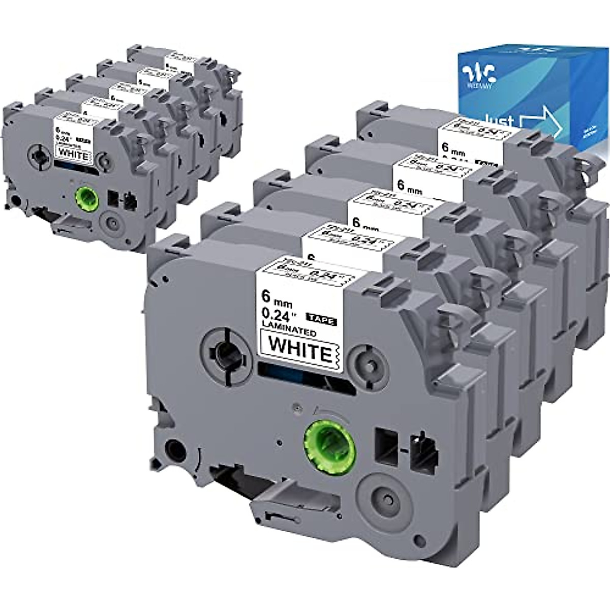 10 Pack Weemay TZe-211 Label Compatible for Brother P Touch Label Tape 6mm 0.23 Laminated White TZe TZ Tape TZe211 TZ-211 TZ211 for PT-D200 PTD220 PTD600 PT-D410 PTH110BP Label Maker, 0.23" x 26.2'