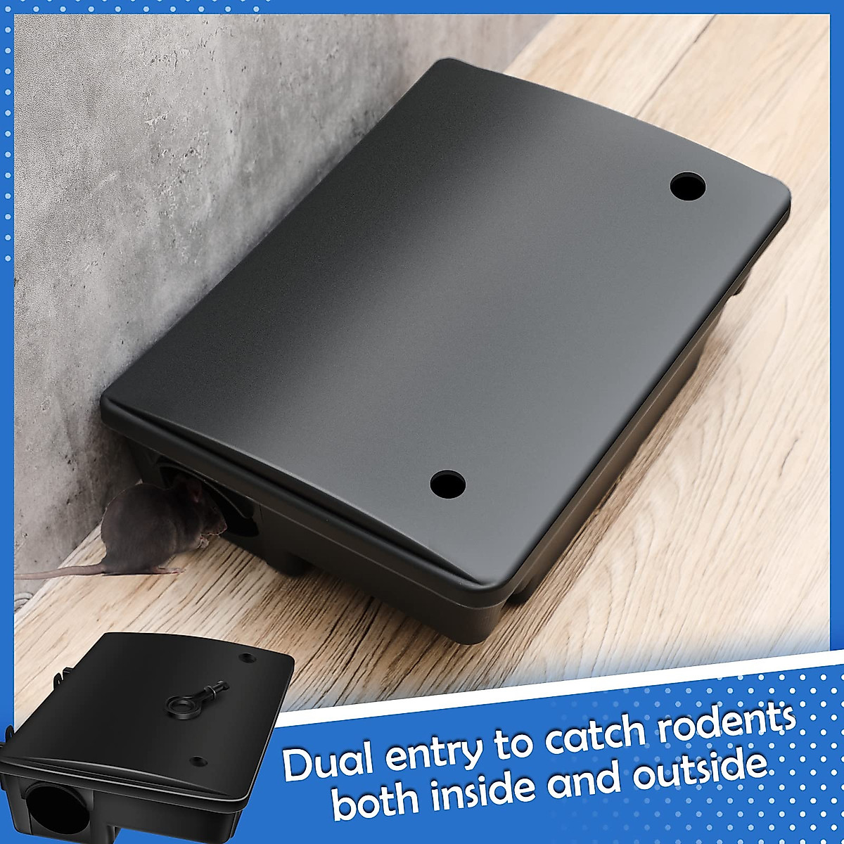 Qualirey Large Rat Bait Station with Key Rat Bait Station Traps Reusable Mouse Traps Smart Tamper Proof Cage House Heavy Duty Bait Boxes for Rodents Outdoor Rats Mice, Bait not Included(8 Pcs)