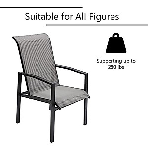 Dulce Domi Patio Chairs Set of 4, Rust-Free Outdoor Chairs W/Metal Slat Finish, 2x1 Textilene Dining Chairs Set of 4, Patio Chairs L23”xW22”xH38” Max Weight 280 Lbs