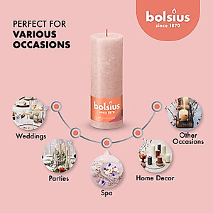 BOLSIUS 4 Pack Misty Pink Rustic Pillar Candles - 2.75 X 7.5 Inches - Premium European Quality - includes Natural Plant-Based Wax - Unscented Dripless Smokeless 85 Hour Party and Wedding Candles
