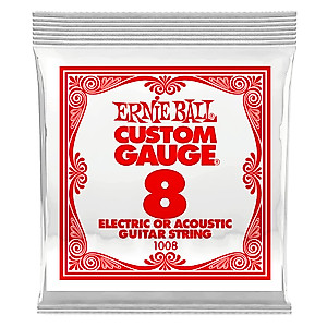 Ernie Ball Nickel Plain Single Guitar String .008 Gauge 6-Pack